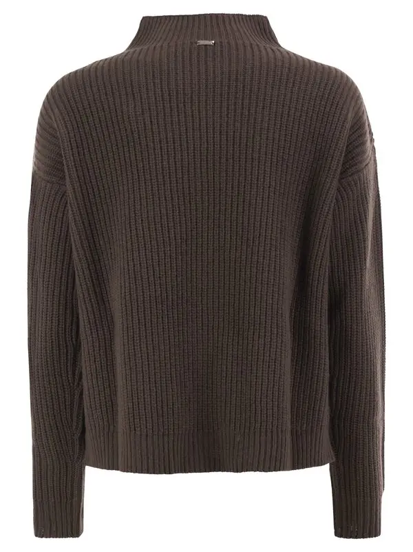 Herno Pure Wool Jumper With Textured Knit And High Neck