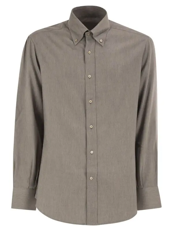 Brunello Cucinelli Cotton And Lyocell Button-down Shirt - Multicolor