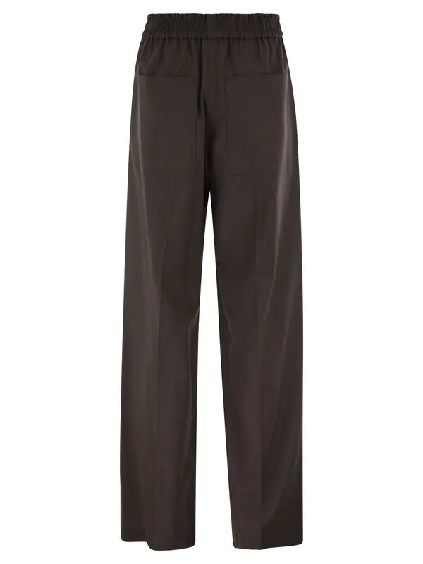 Brunello Cucinelli Stretch Virgin Wool Wide-leg Trousers