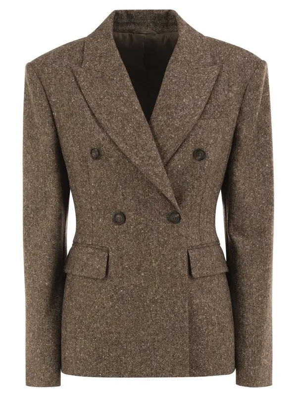 Brunello Cucinelli Double-breasted Tailored Wool Blend Blazer - Brown