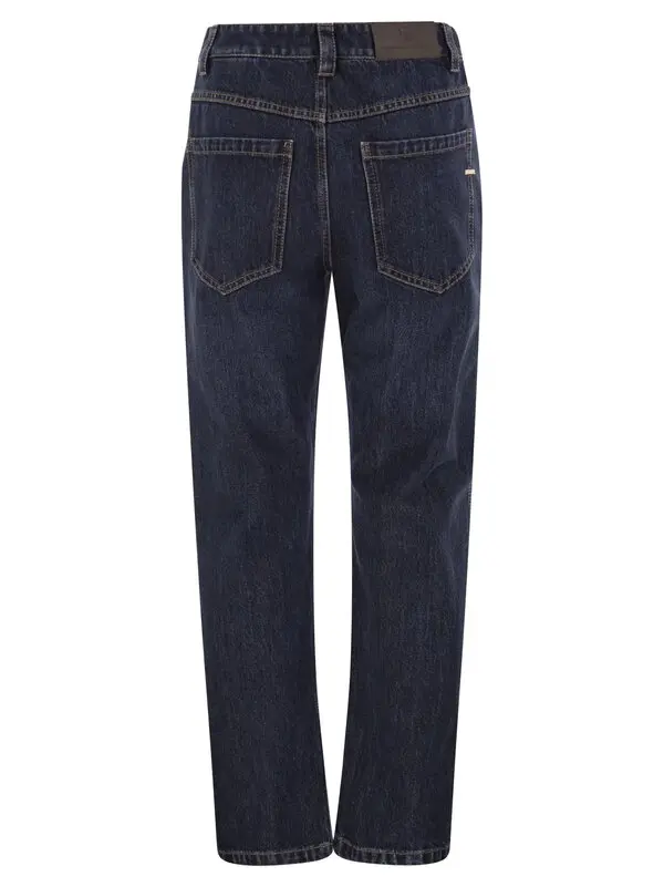 Brunello Cucinelli Authentic Denim Straight Trousers With Embellished Detail - Multicolor