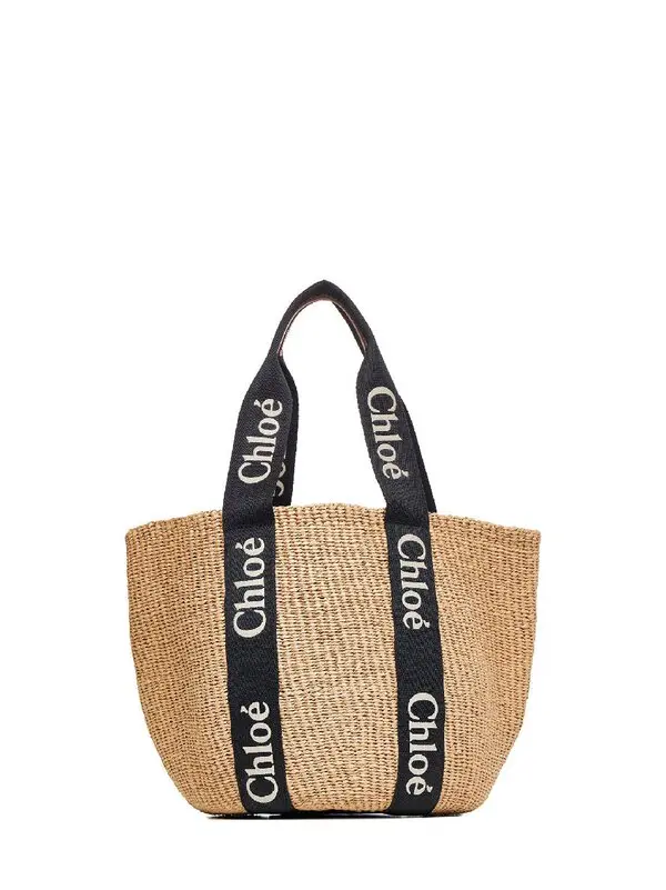 Chloé Beige Woody Large Tote Bag - Multicolor