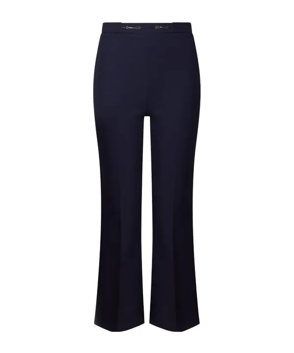 Elisabetta Franchi Pleated Flared Trousers With Horsebit Detail