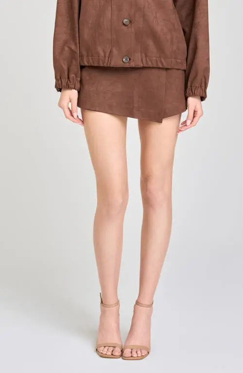 WAYF Parker Faux Wrap Skort - Chocolate