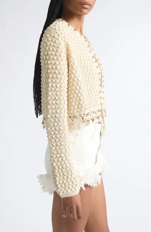 Rabanne Crochet Cardigan With Stud Embellishments