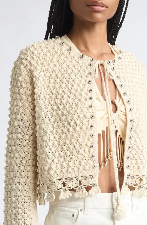 Rabanne Crochet Cardigan With Stud Embellishments