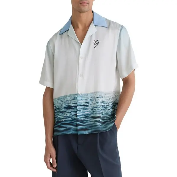 REISS Dive Print Camp Shirt