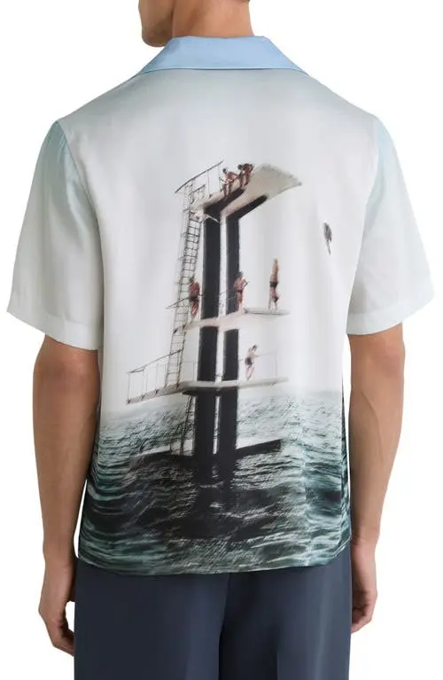 REISS Dive Print Camp Shirt