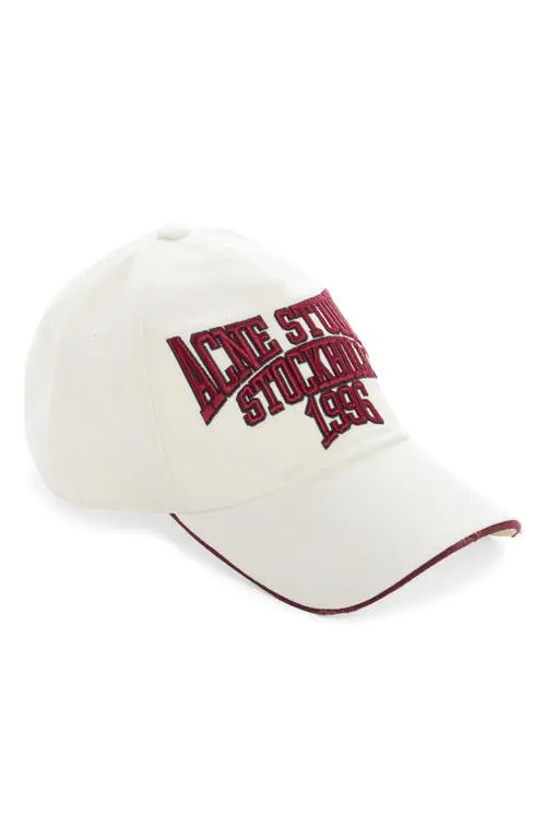 Acne Studios Carla College Embroidered Logo Adjustable Baseball Cap - White/red