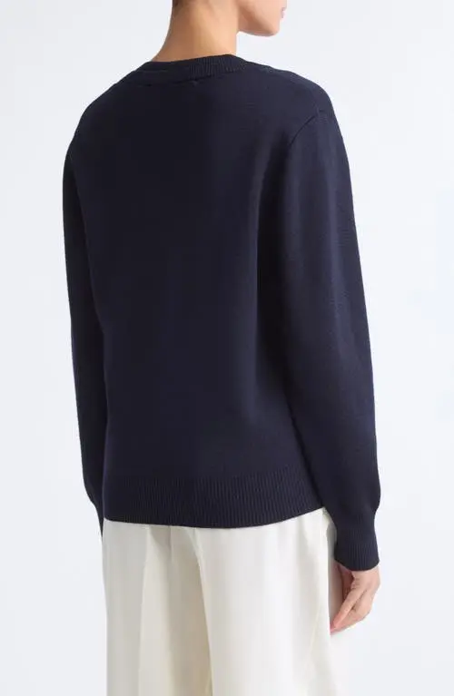 RÓHE Double V-neck Merino Wool Sweater - Navy