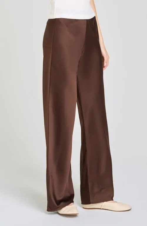 WAYF Helene High Waist Wide Leg Pants - Chocolate