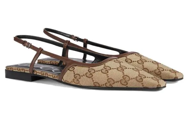 Gucci Gg Slingback Ballet Flat 'beige Ebony