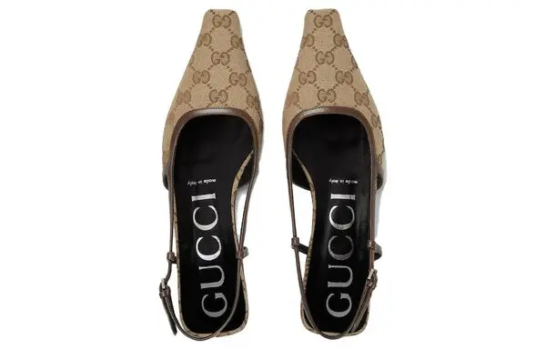 Gucci Gg Slingback Ballet Flat 'beige Ebony