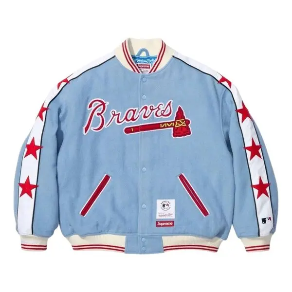 Supreme X Mitchell & Ness Ss26 Teams Varsity Jacket - Light Blue