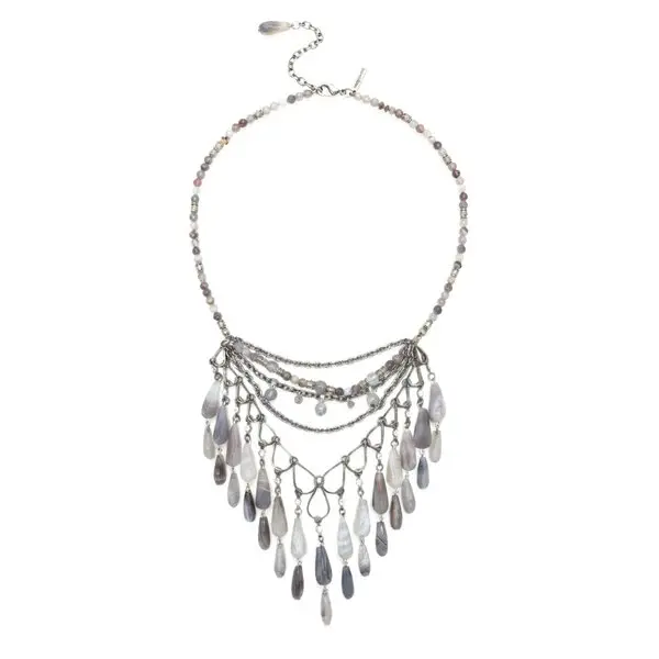 JAREDJAMIN Cordelia Archival Agate Bib Necklace - Grey