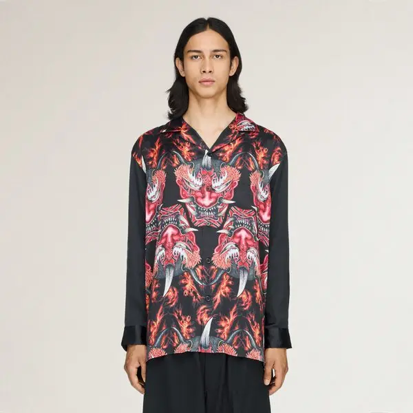 Adidas Y-3 Red Satin Graphic Shirt