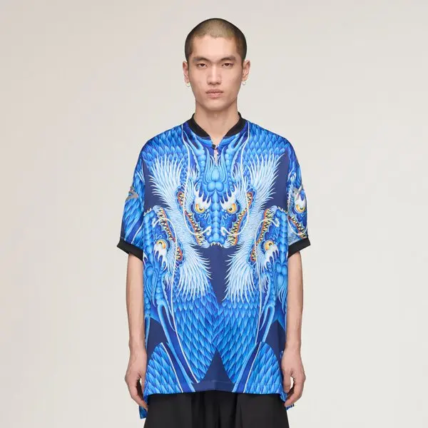 Adidas Y-3 Blue Satin Graphic Jersey - Multicolor
