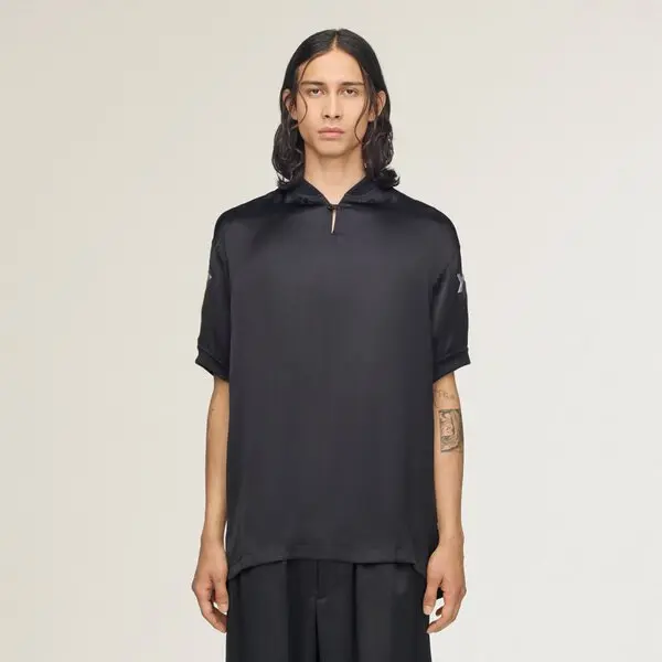 Adidas Y-3 Liquid Logo Satin Jersey - Black