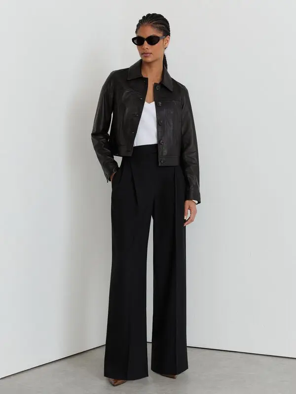 REISS Callie Leather Trucker Jacket