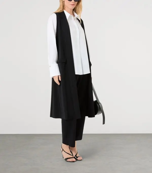 Marina Rinaldi Longline Sleeveless Belted Linen Waistcoat
