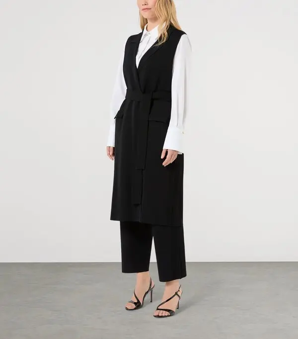 Marina Rinaldi Longline Sleeveless Belted Linen Waistcoat