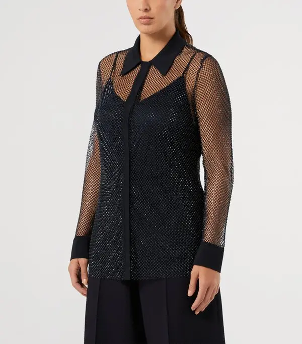 Marina Rinaldi Embellished Mesh Shirt