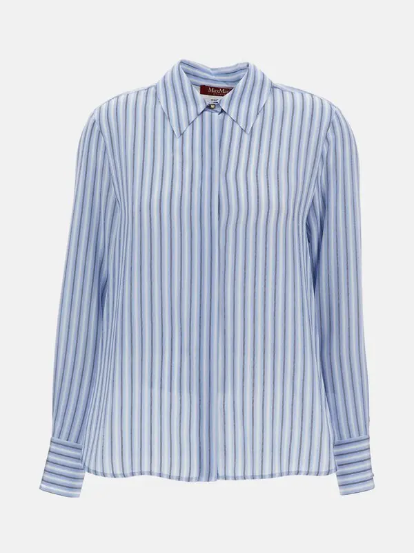 Max Mara Striped Silk Shirt - Blue