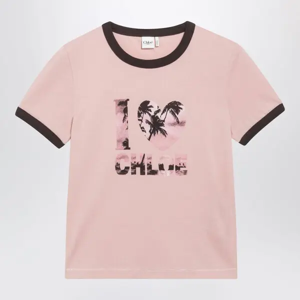 Chloé Cotton T-shirt With Graphic Logo - Pink