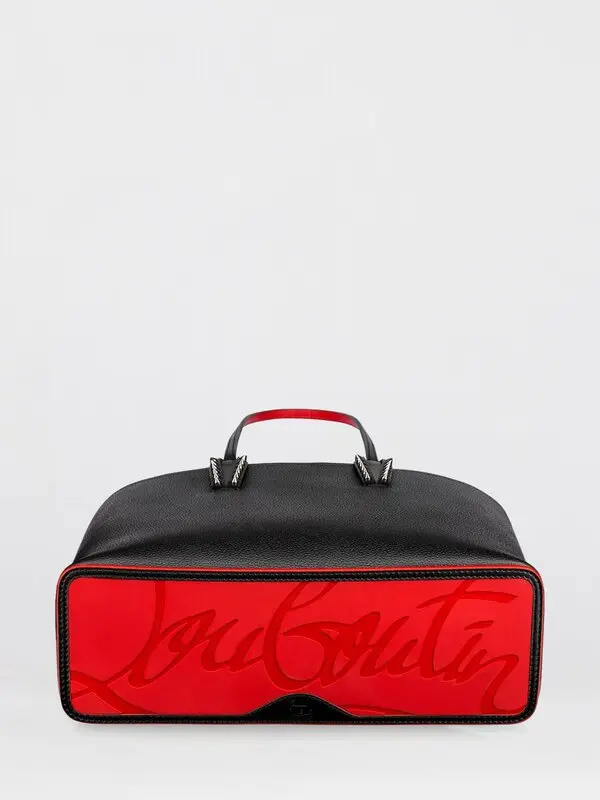 CHRISTIAN LOUBOUTIN Calf Leather Tote Bag With Silver Tone Studs - Black