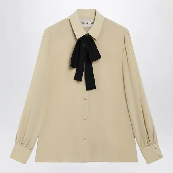 Valentino Garavani Silk Bow Shirt - Cream