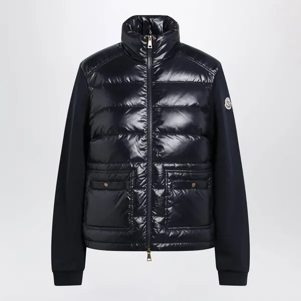 Moncler Quilted Paneled Zip-up Sweatshirt - Blue