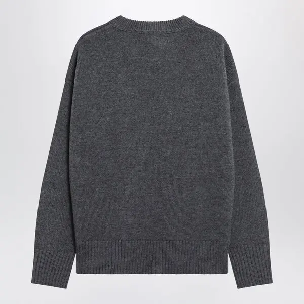 AMI Paris De Coeur Sweater In Grey Virgin Wool