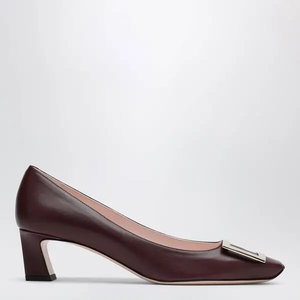 ROGER VIVIER Dark Burgundy Leather Trompette Decollete Shoes - Red