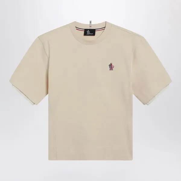 Moncler Cotton-blend T-shirt With Logo Patch - White