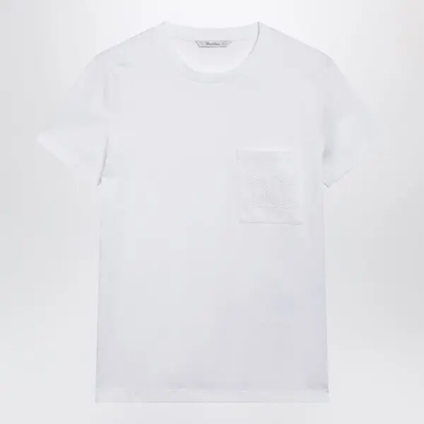 Max Mara Cotton Jersey T-shirt With Embroidered Pocket - White