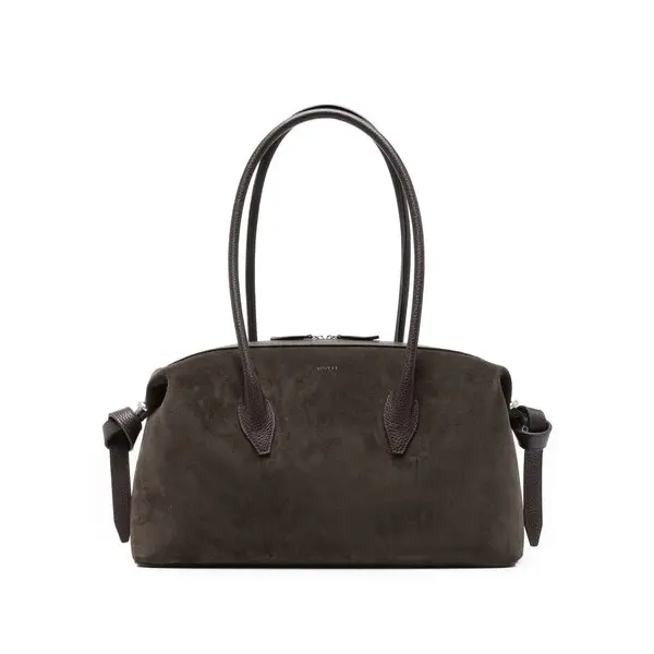 Yuzefi Duffle Bag With Suede Texture And Leather Trim - Brown