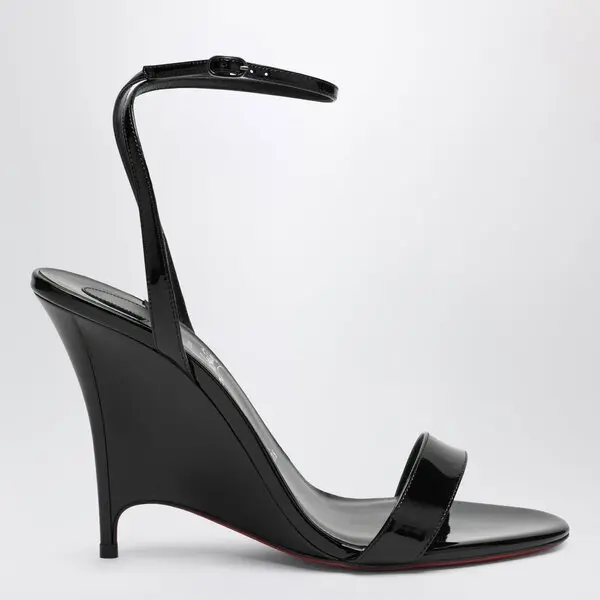 CHRISTIAN LOUBOUTIN Miss Z Patent Leather Wedge Sandals - Black
