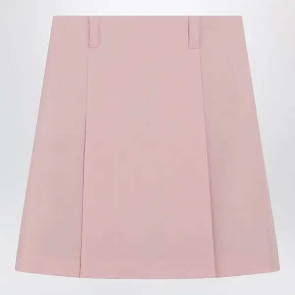 Miu Miu Wool-blend Skirt With Embroidered Logo - Pink