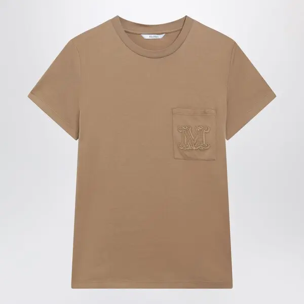 Max Mara Cotton Jersey T-shirt With Embroidered Logo - Brown