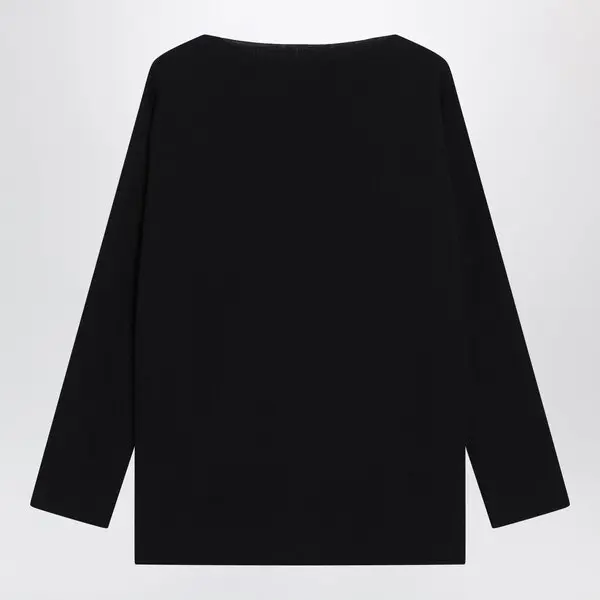 Miu Miu Virgin Wool Sweater With Logo Intarsia - Blue
