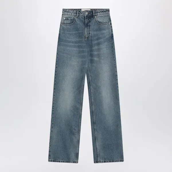 AMI Paris Wide-leg Jeans In Washed Indigo Denim - Blue