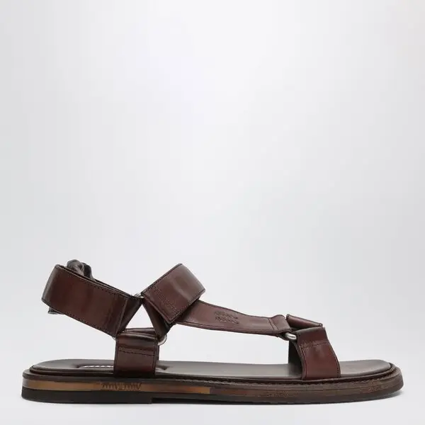Miu Miu Leather Sandals - Brown
