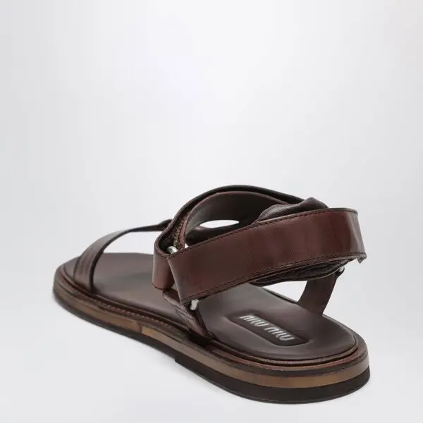 Miu Miu Leather Sandals - Brown