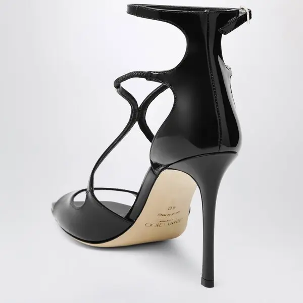 JIMMY CHOO Patent Leather Strappy High Heel Sandals - Black