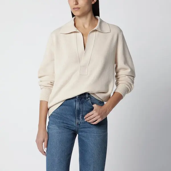 Victoria Beckham Genevieve Cashmere Blend Sweater - Cream