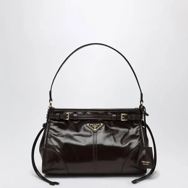 Prada Bonnie Small Hobo Handbag In Calf Leather - Brown