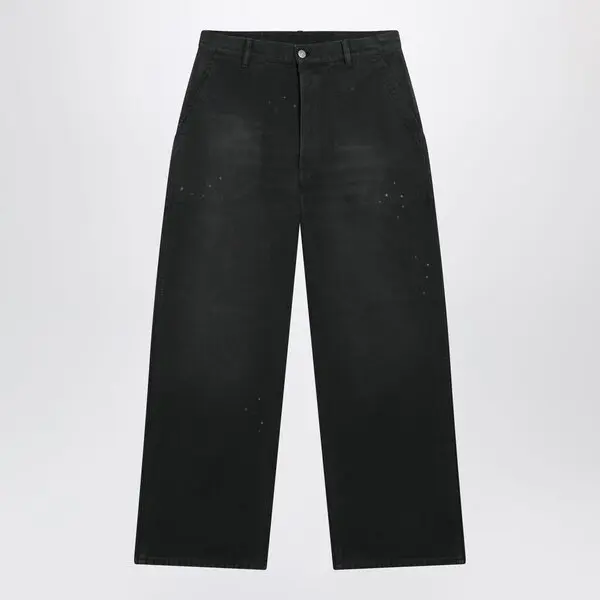 MAISON MARGIELA Double-dyed Cotton Trousers With Spot Detailing - Black