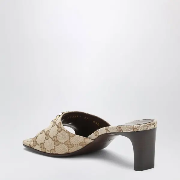 Gucci Gg Canvas Double G Slider Sandals - Cream