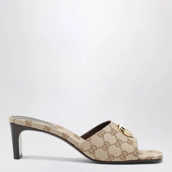 Gucci Gg Canvas Double G Slider Sandals - Cream