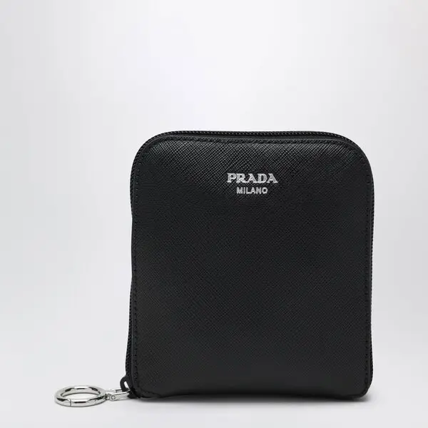 Prada Saffiano Leather Charm With Re-nylon Tote Bag - Black